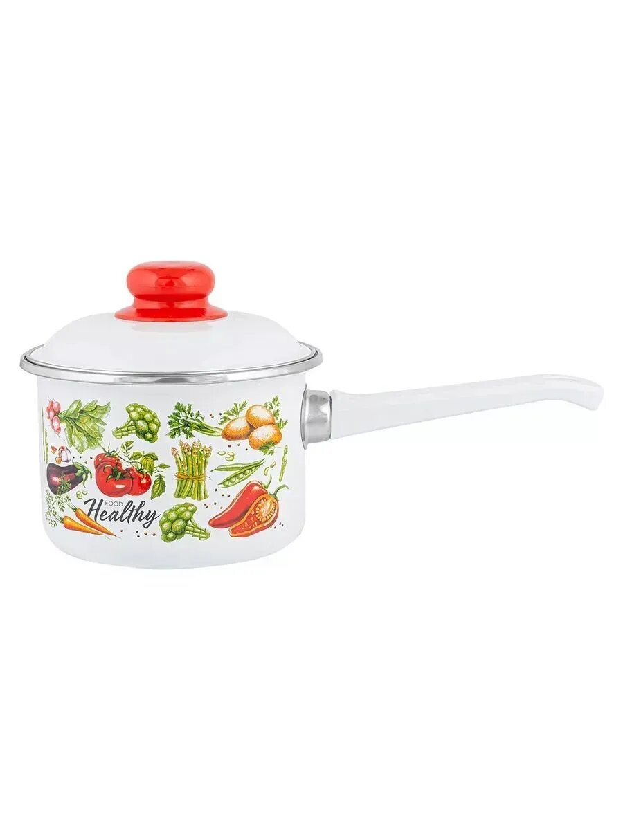 Ковш кухонный с крышкой эмалированный Veggies 1,5 л