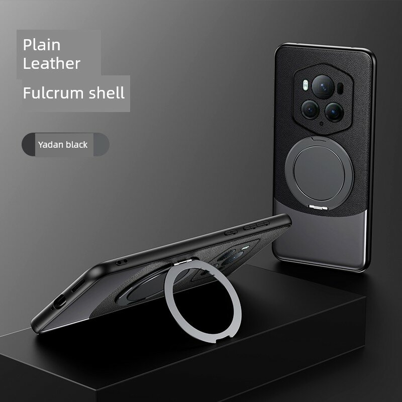 Чехол для Honor Magic6 RSR Porsche Design с 360° поворотным креплением - премиальный кожаный мягкий чехол черного
