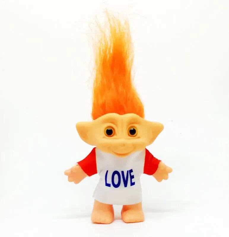 Игрушка-тролль "LOVE" для маленьких ребят, фигурка лепрекона, пластик, оранжевый/кремовый