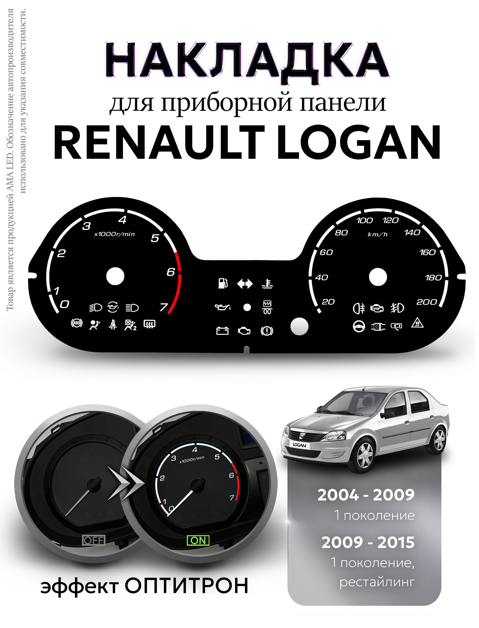 Шкала, накладка на приборную панель, щиток приборов LADA Largus, Renault Logan, Sandero, Almera G15