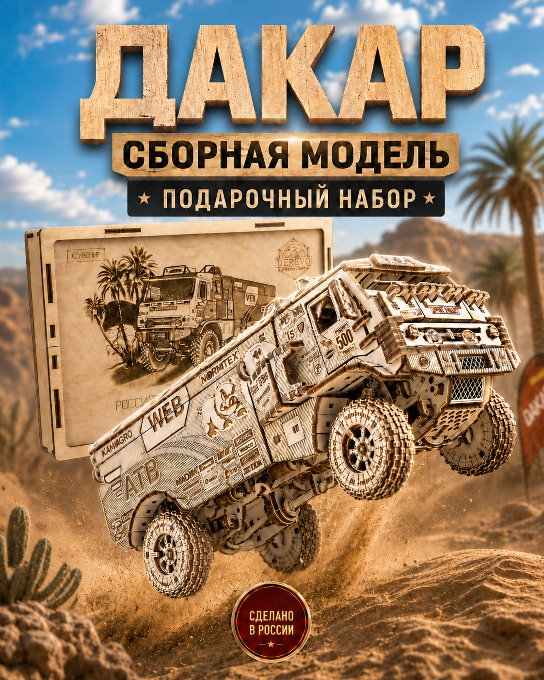 Сборная деревянная модель раллийный грузовик Дакар