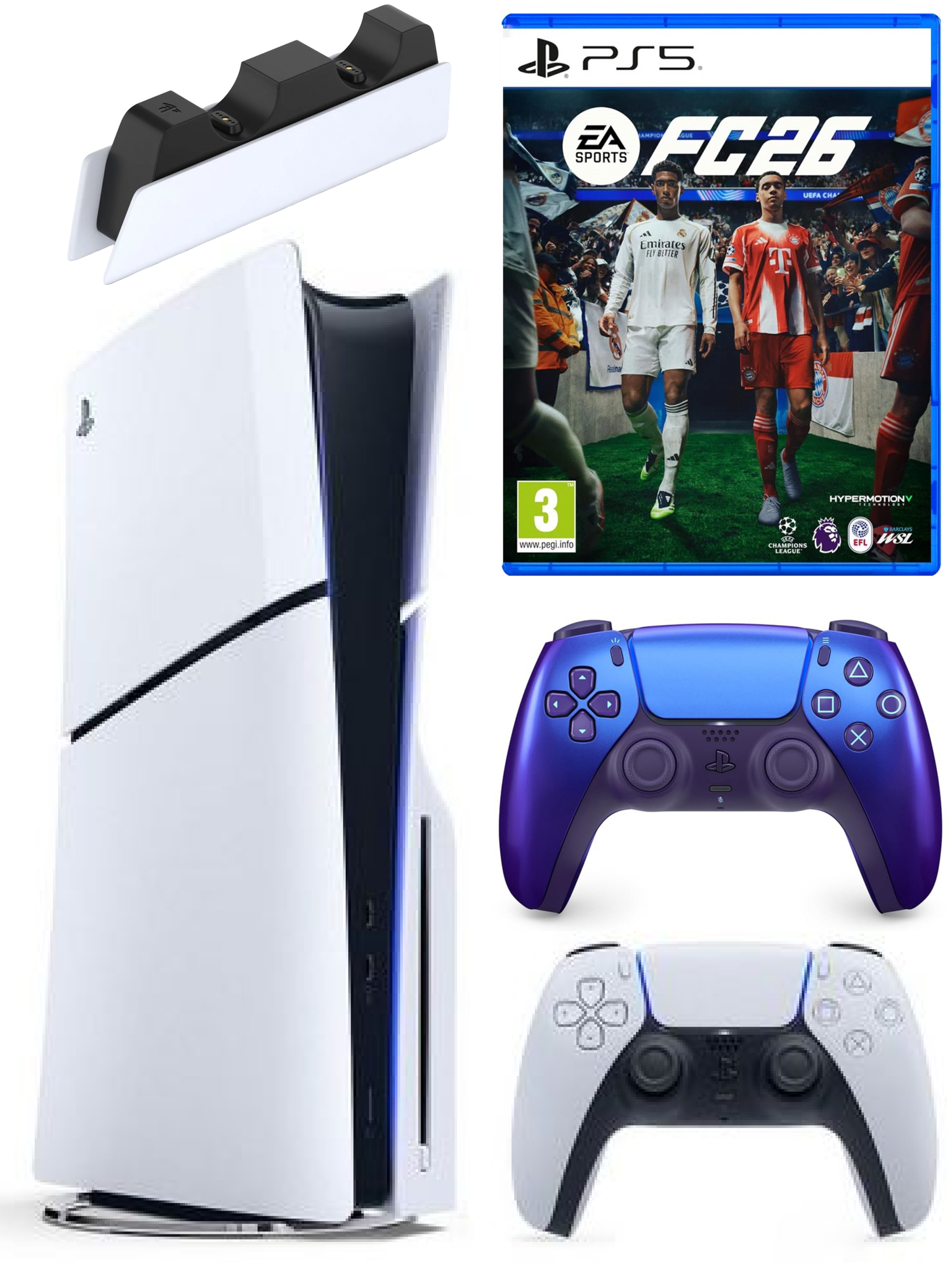 Игровая приставка PS 5 Slim, 1ТБ(с дисководом)+2 геймпад (chrome indigo)+Зарядная станция+ FC26,(за подробностями в чат)