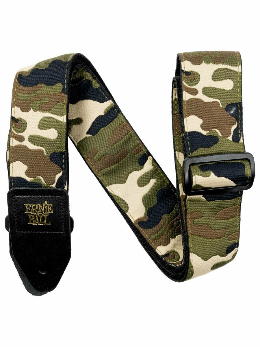 ERNIE BALL 5439 - гитарный/бас ремень Vintage Camo Jacquard, полипропилен, кожаные нашивки