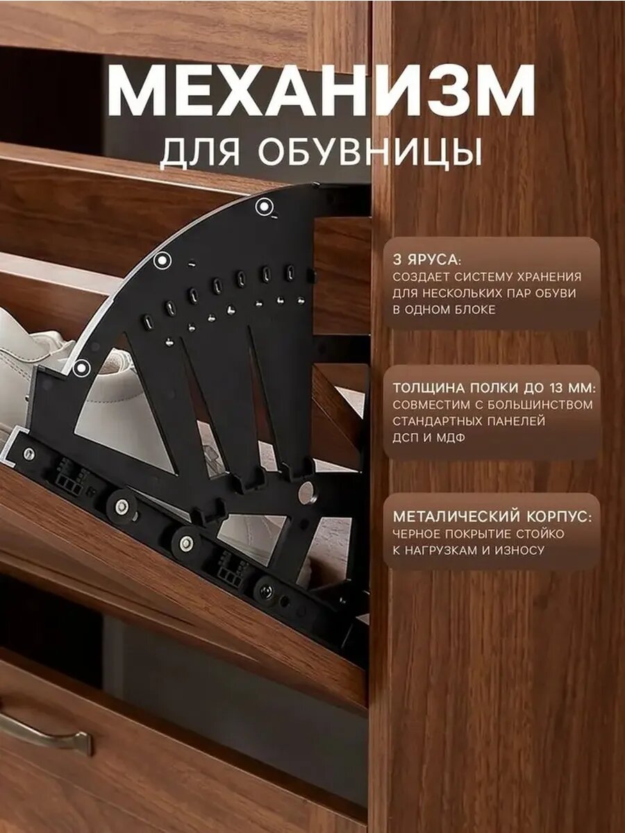 Удобный механизм для обувных полок