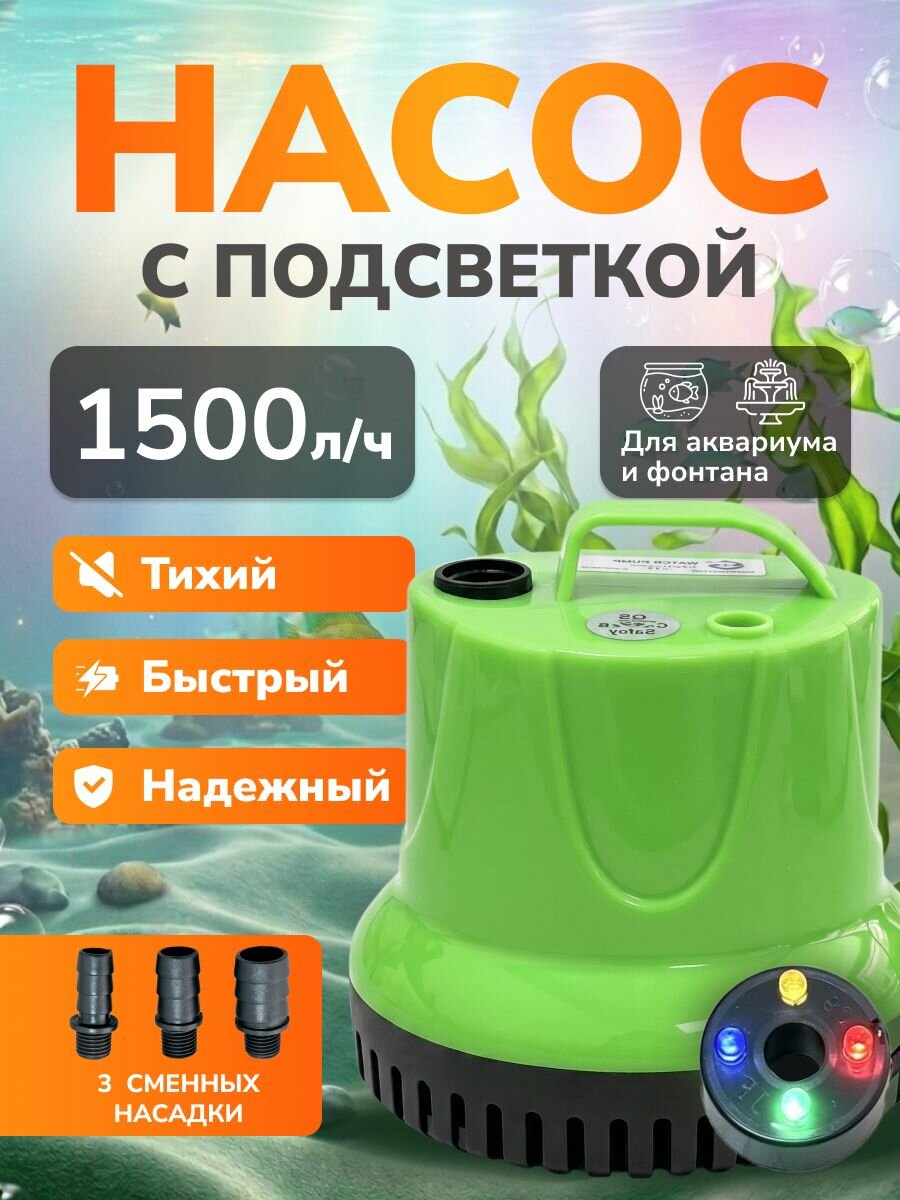 Погружной мини-насос с LED подсветкой для фонтана, аквариума и пруда бесшумный водяной насос с цветной подсветкой