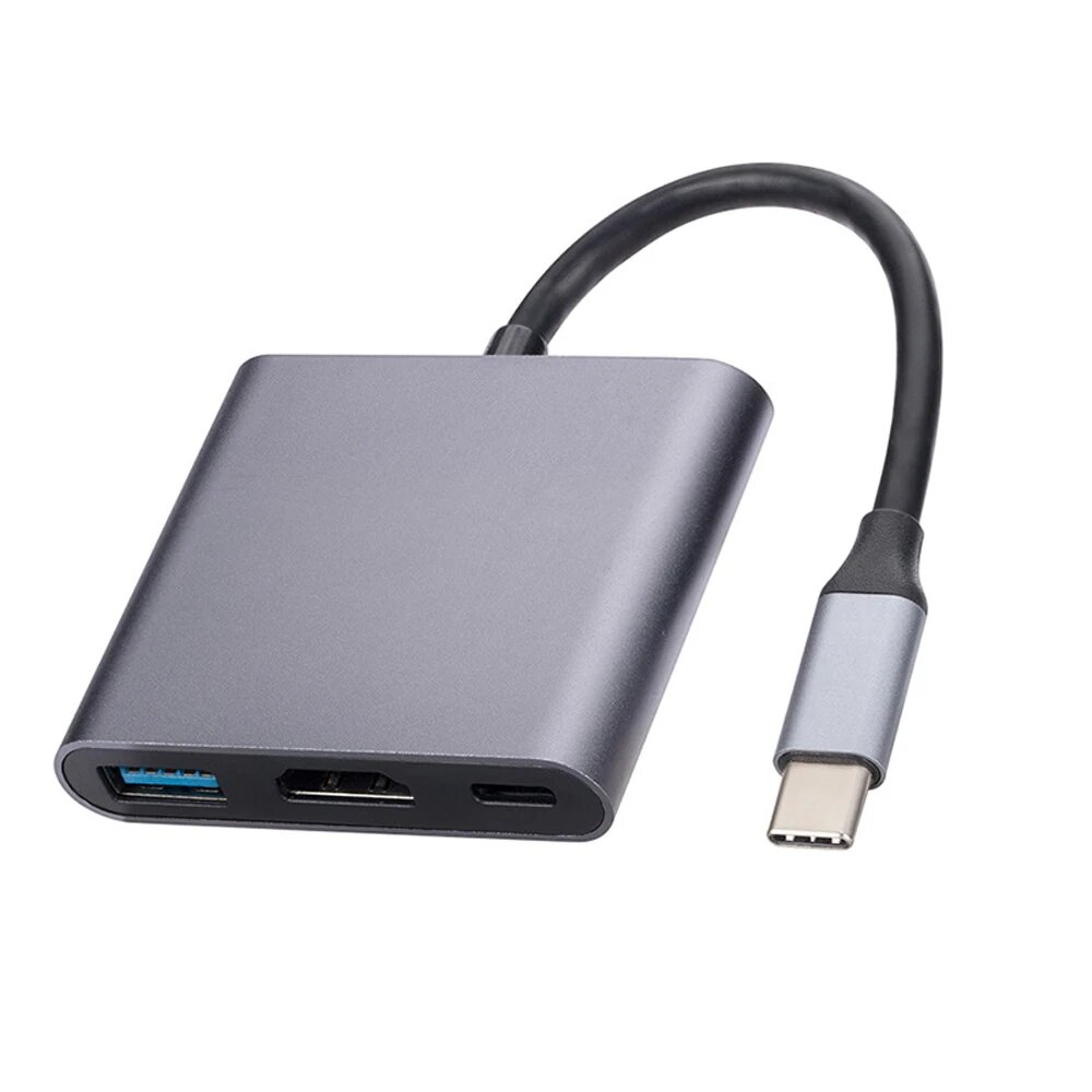 Type-C HDMI USB Hub 3 в 1 Серый, grey