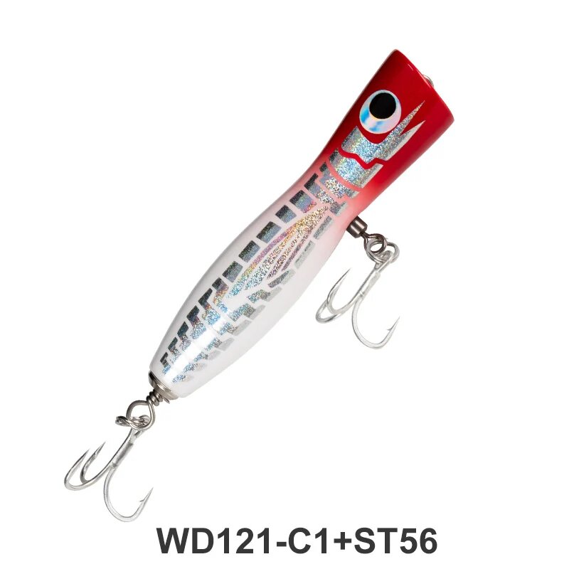TEASER WD116 80г деревянный поппер для морской рыбалки WD116-RED