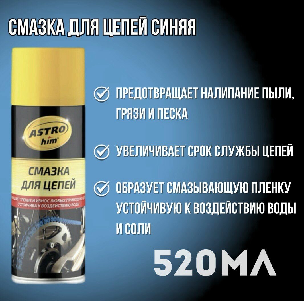 Смазка для цепи 520 мл синяя аэрозоль ASTROhim
