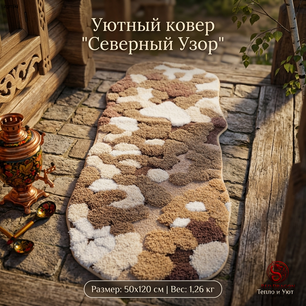 Флокированный коврик-мох 50x120 см, нескользящий, мягкий, без запаха