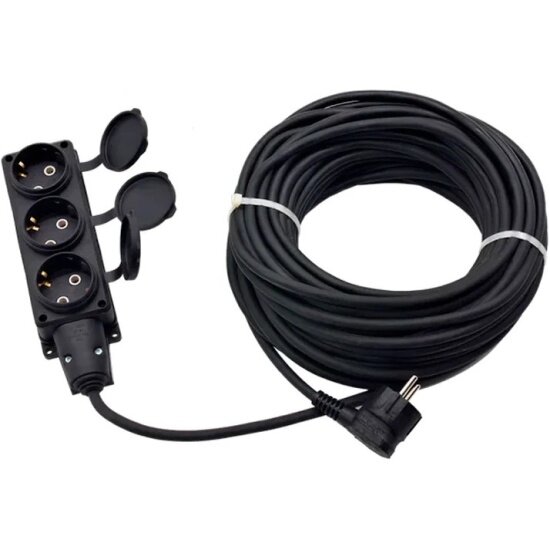 Удлинитель силовой Glanzen 3 гн. КГ 3х1,5 IP44 арт. EC-20-012