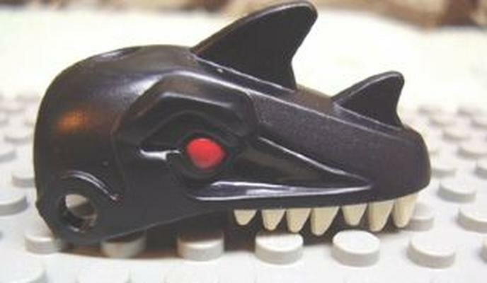 Деталь Lego 54131pb01 Dinosaur Jaw Upper Raptor with Red Eyes and Tan Teeth Pattern