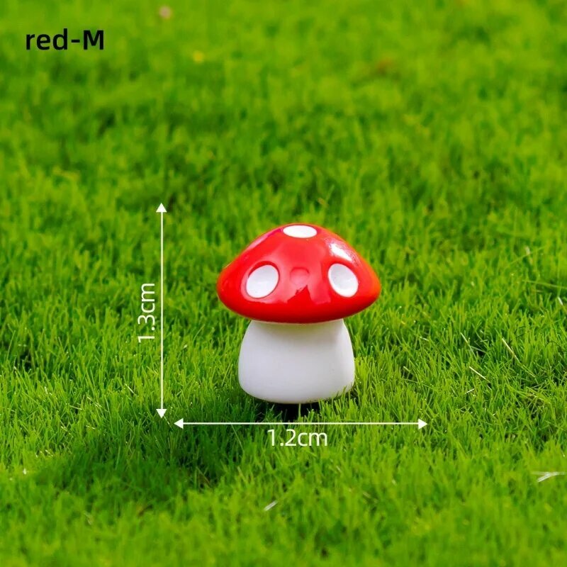 Мини-грибы из смолы, 8 цветов Красный, 10PCS, Red-M