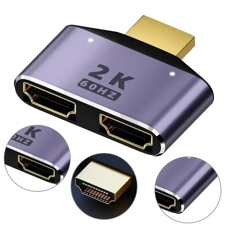 Двойной HDMI-адаптер HD 2K, Сплиттер 1 Вход - 2 Выхода, Адаптер Для Монитора HD 1080P С Двумя Выходами — фото 1