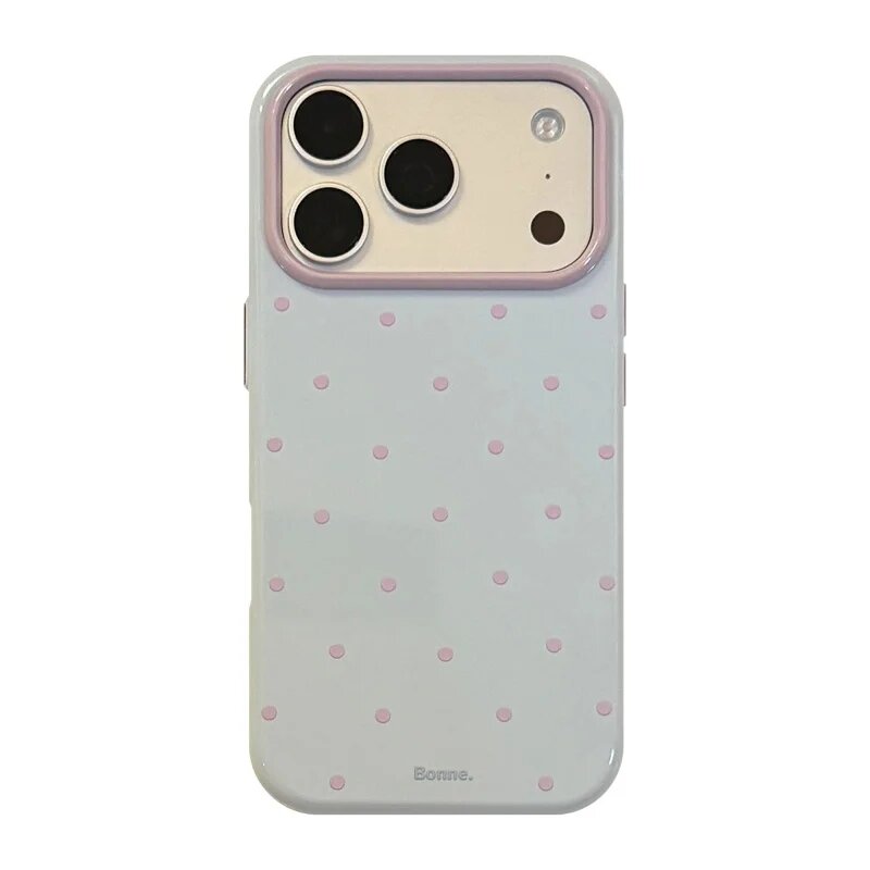 Модный противоударный чехол Ins в горошек конфетных цветов для iPhone 17 16 15 Айфон 16, Синий, Blue