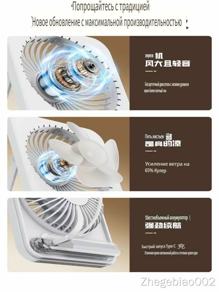 Вентилятор мини-белый с LED дисплеем 100% заряда для ноутбука, переносной — фото 1