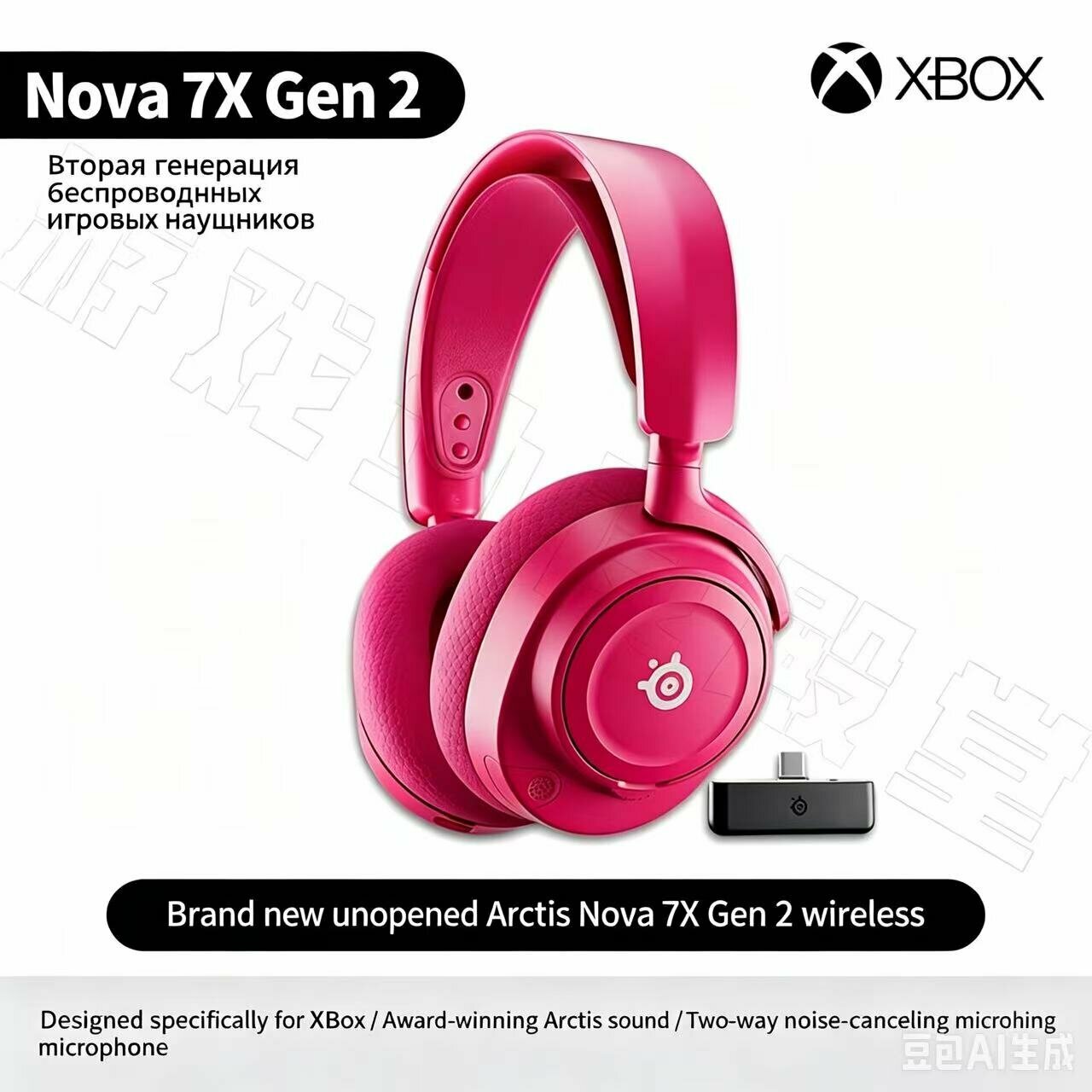 Игровая гарнитура SteelSeries Nova 7X Gen 2, беспроводная, с ANC, время работы 54 ч, PINK