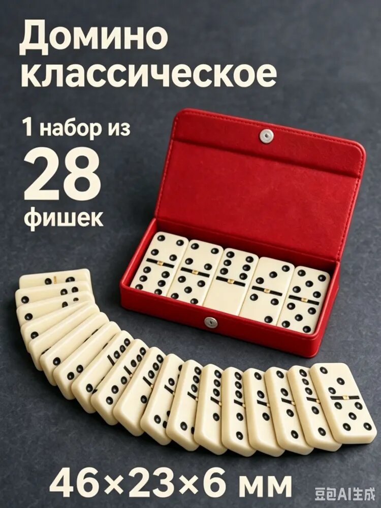 Классический набор домино Двойная шестерка 28 фишек с латунной вертушкой в стильной подарочной коробке Настольная игра для всей семьи и универсальный подарок, один комплект