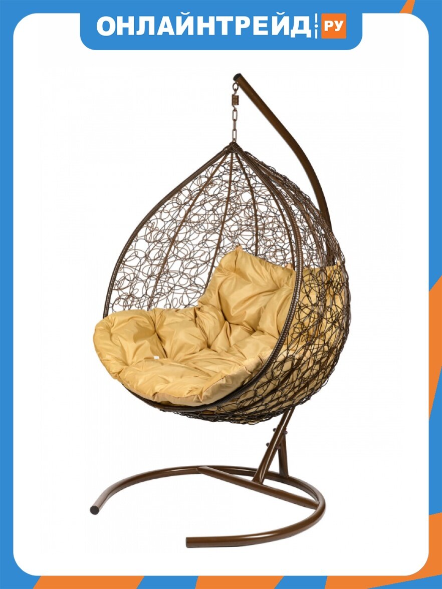 Подвесное кресло кокон двухместное Bigarden Gemini brown