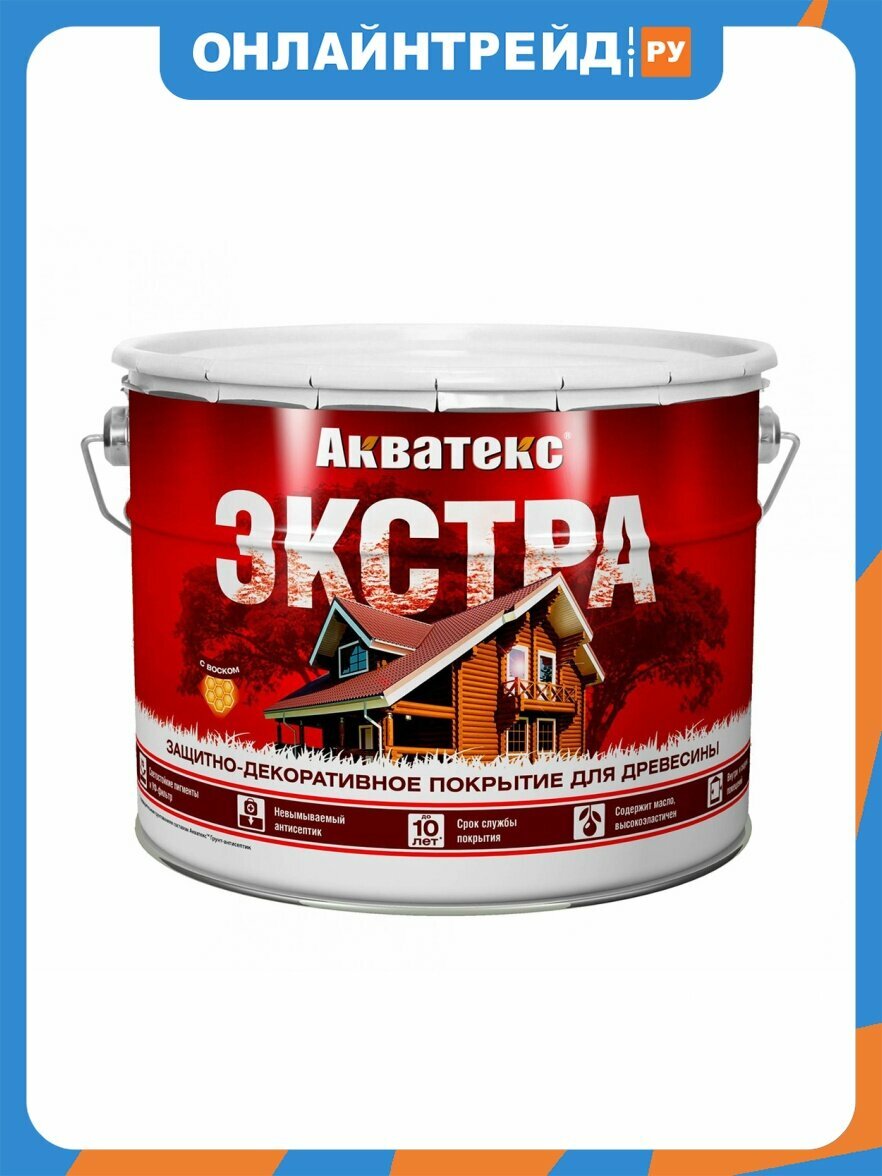 Защитно-декоративное покрытие для дерева Акватекс Акватекс Экстра, полуглянцевое, 9 л, сосна, 18188