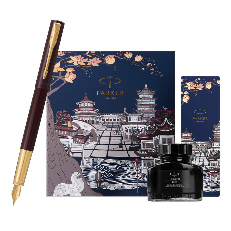 Ручки унисекс Parker XL, Weiya XL Sunset Red Gold Clip Ink Pen+City Wander Ink Pen Gift Box