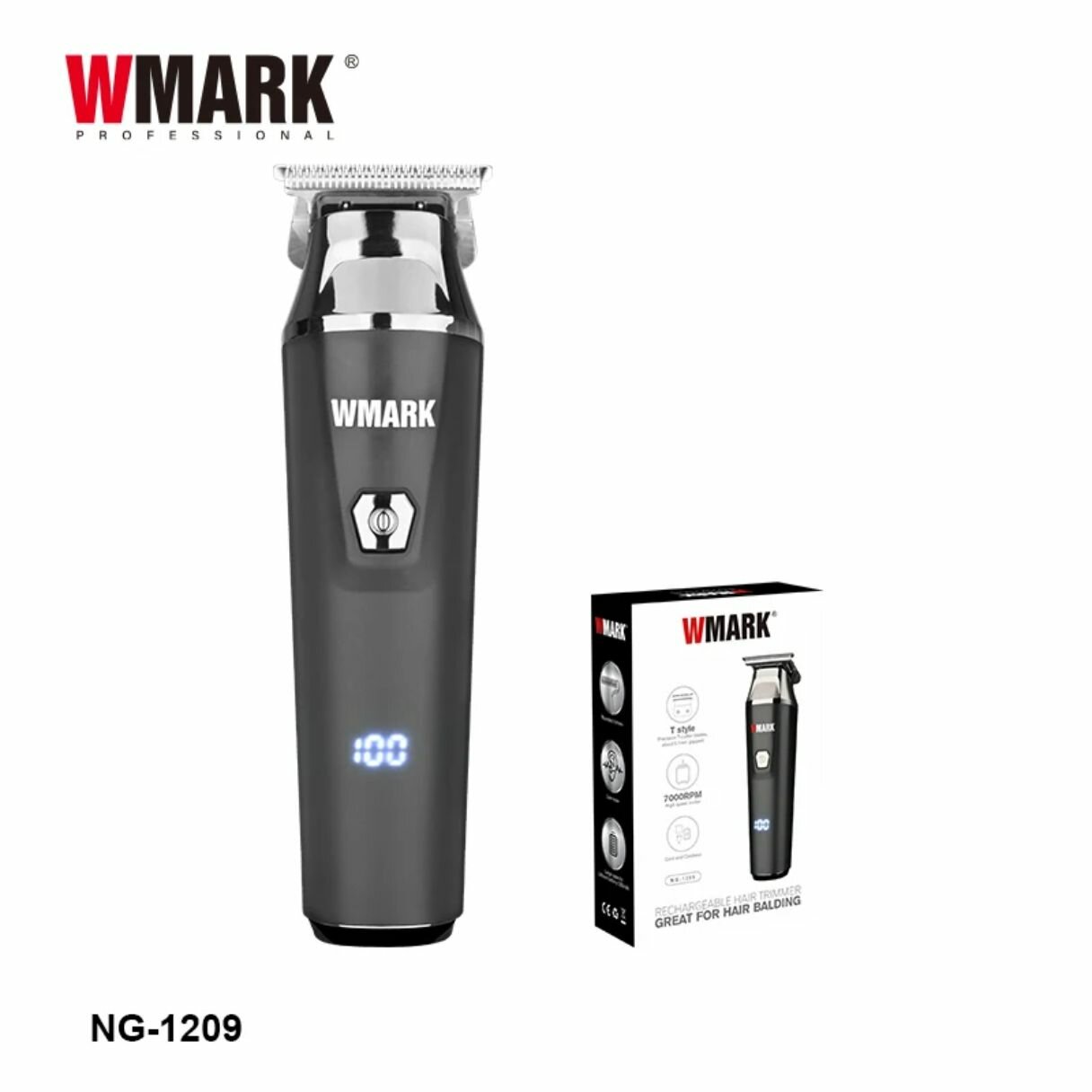Триммер WMARK NG-1209, лезвия из нержавеющей стали, литиевая батарея, LED-индикаторы