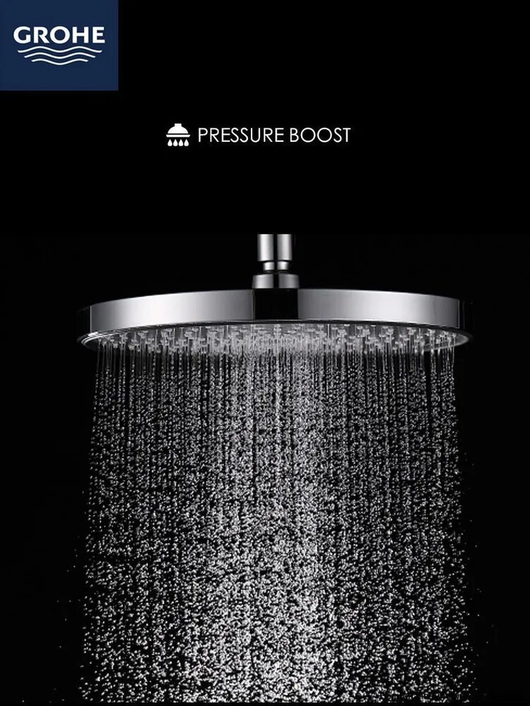 Тропический душ GROHE, верхний душ, круглая форма, 225 мм, 1 режим, хром, 5 лет гарантии — фото 1