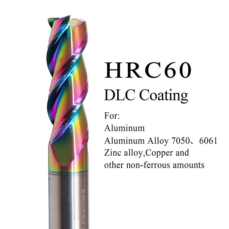 ZHENYIMETAL Фреза с круговым концом DLC R0.2 R0.3 R0.5 R1 DLC Coating, 5PCS, D1.5R0.2-4.5-D4-50L