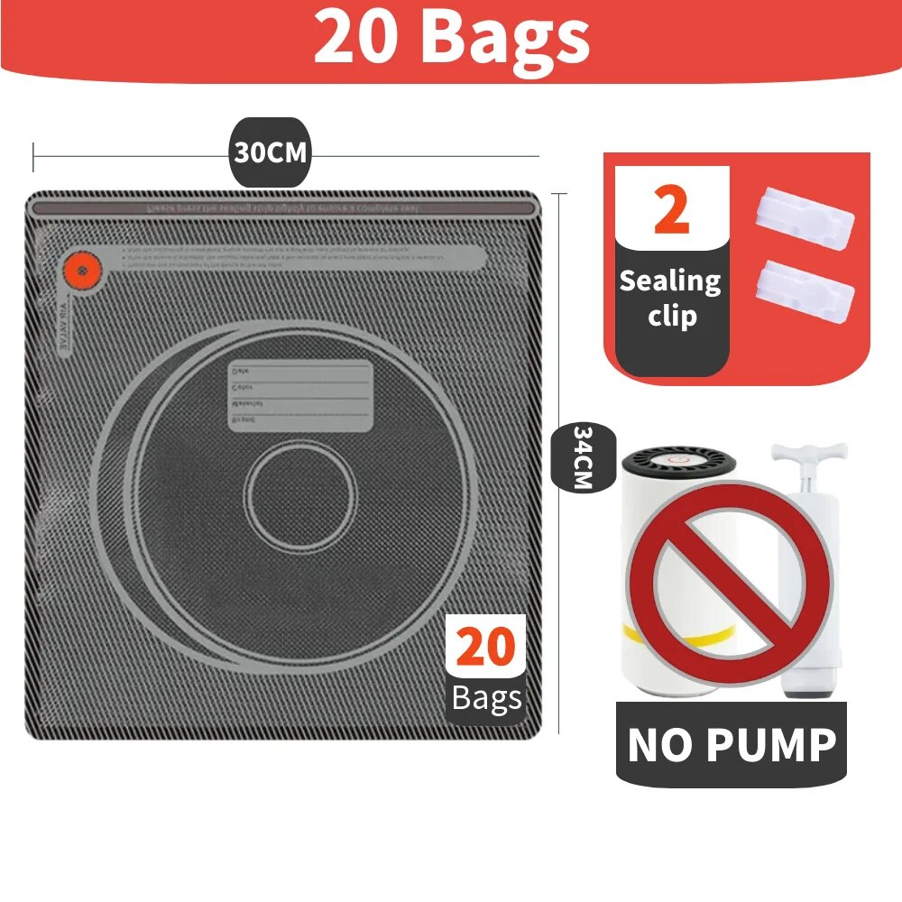 Вакуумный пакет для хранения филамента 3D-принтера PA/PE черный 20 Bags