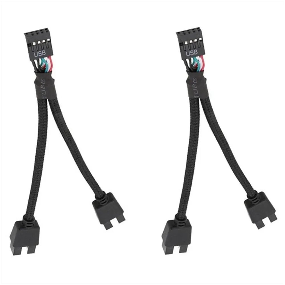 Кабель-разветвитель USB 2.0 9-pin (female) x2 на 1x USB 2.0 9-pin (male), черный — фото 1