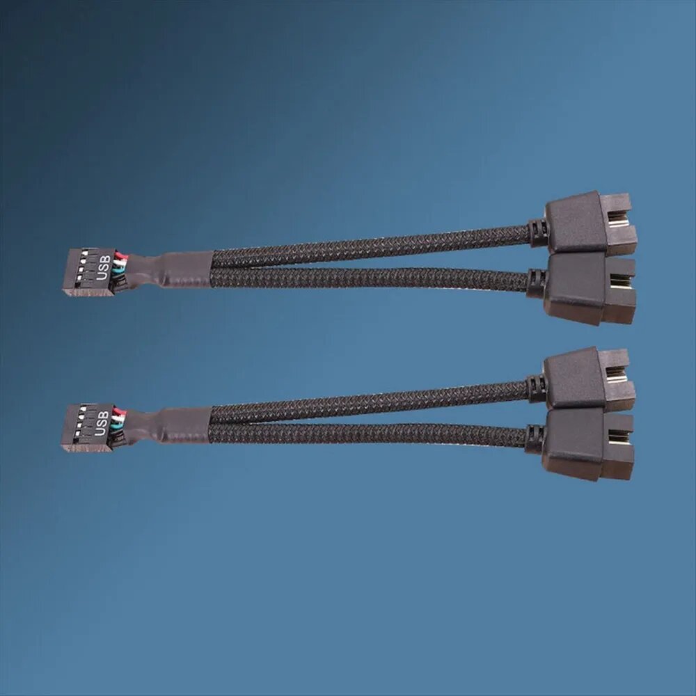 Кабель-разветвитель USB 2.0 9-pin (female) x2 на 1x USB 2.0 9-pin (male), черный — фото 1