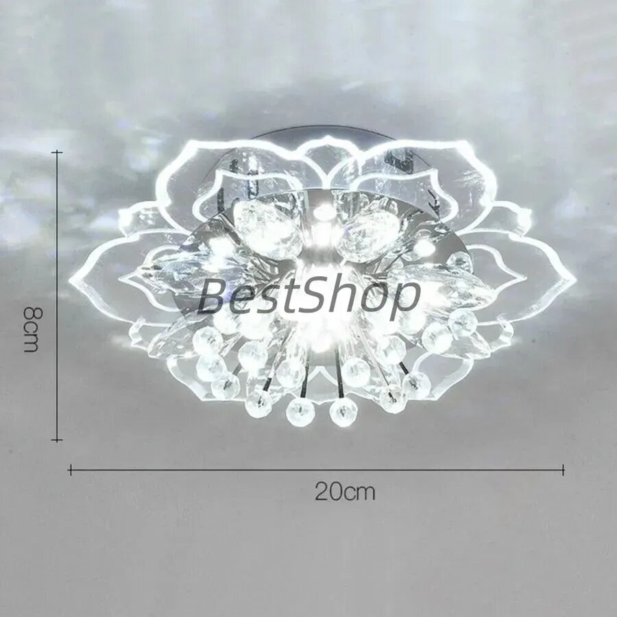 Люстра BestShop 9 Вт, светодиодная, хрустальная, потолочная, в форме цветка, 200x200x80 мм, белый свет — фото 1