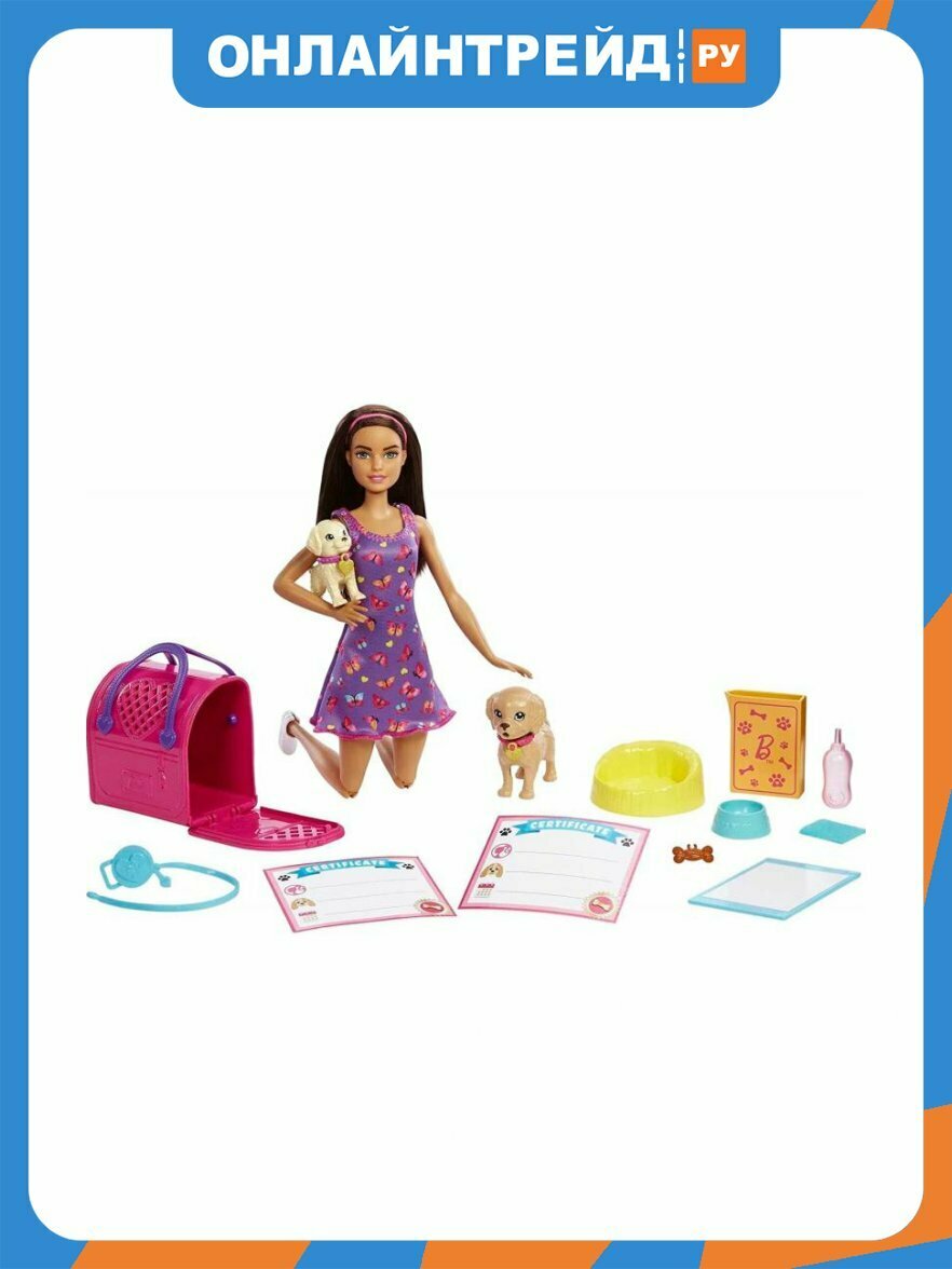 Кукла Barbie HKD86 с аксессуарами, серия Pup Adoption
