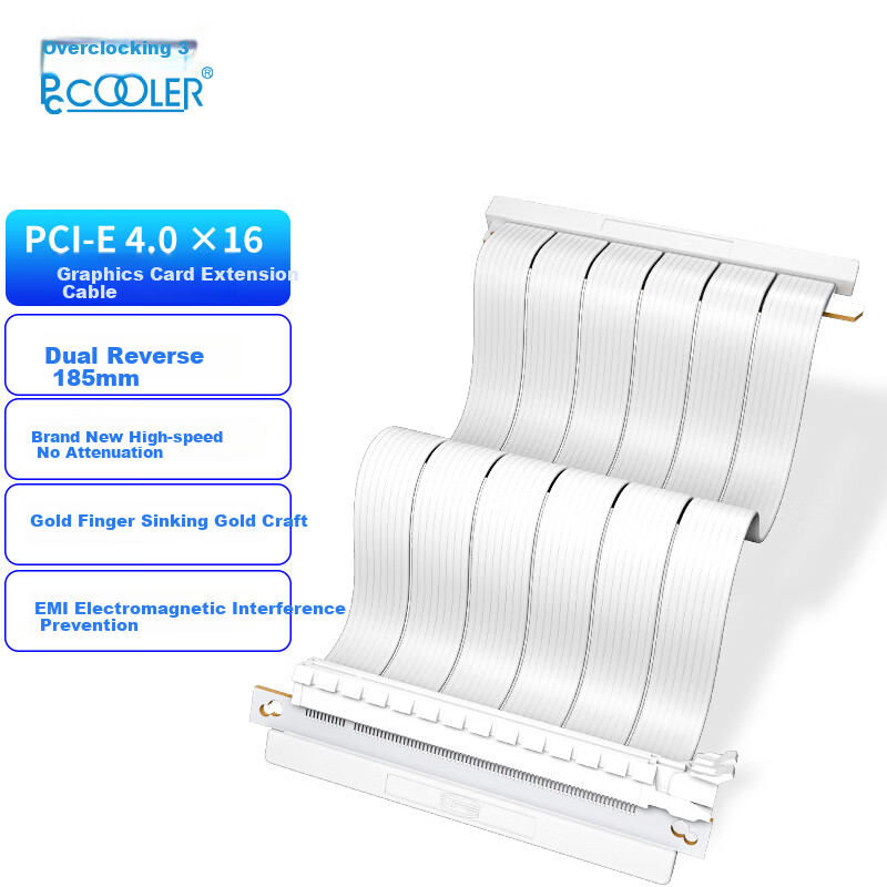 PCCOOLER RC185 4.0 Белый двойной антимешок кабель для видеокарты PCIe 4.0 185 мм Цвет：PCIE4.0 Двойной антимешок 185 мм