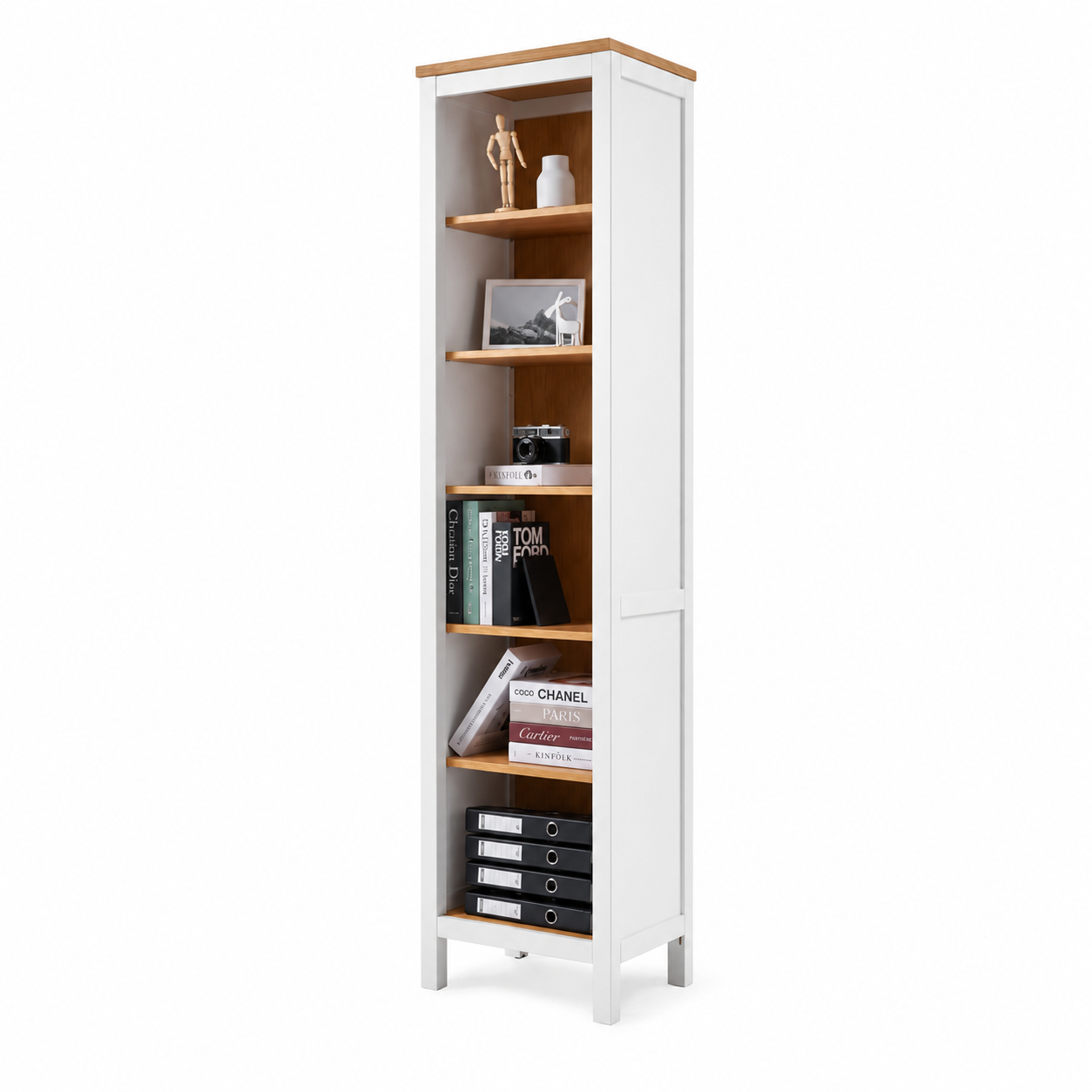 Стеллаж узкий HEMNES Кымор, массив сосны, 48,2x197,7x37 см, цвет белый/светло-коричневый