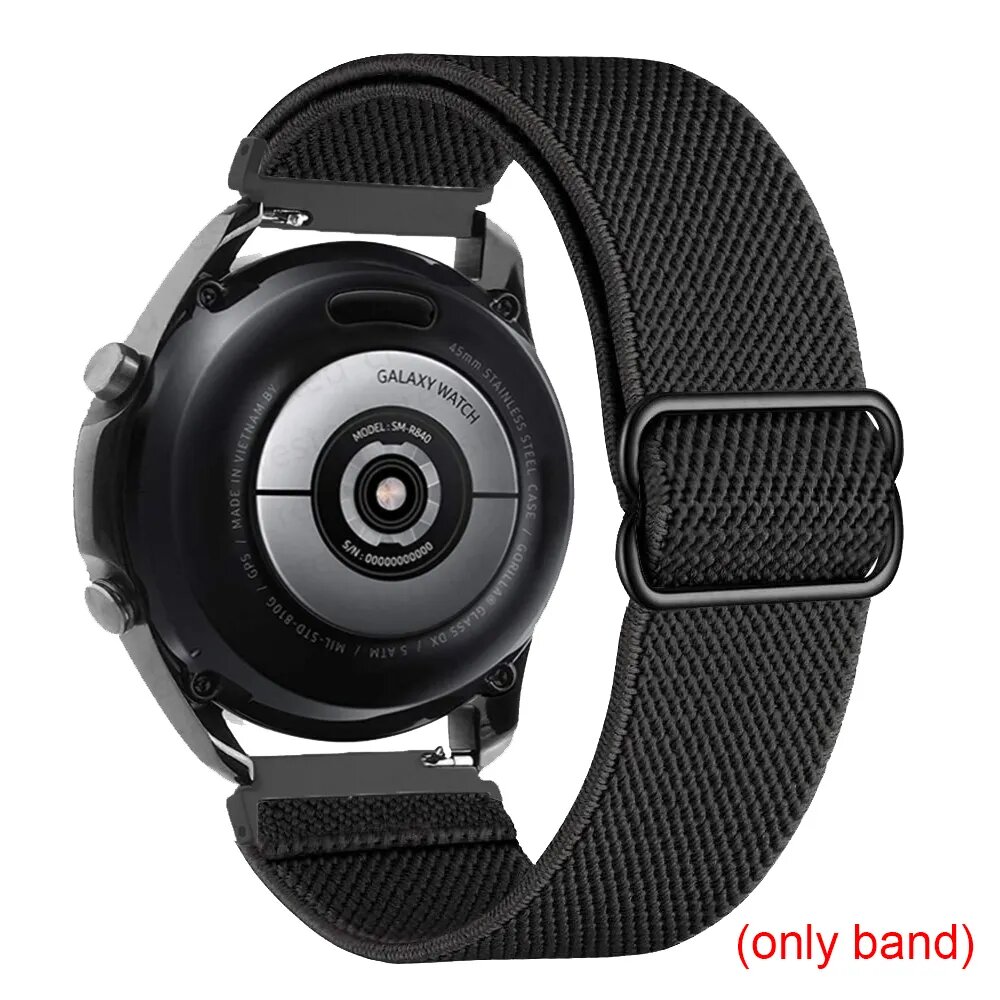 20 мм спортивный нейлоновый ремешок для часов, совместимый с Samsung Galaxy Watch 7 6 5 4 Active 40 мм / 44 мм, Classic 42 мм / 46 мм, Эластический тканный ремешок для часов для женщин и мужчин