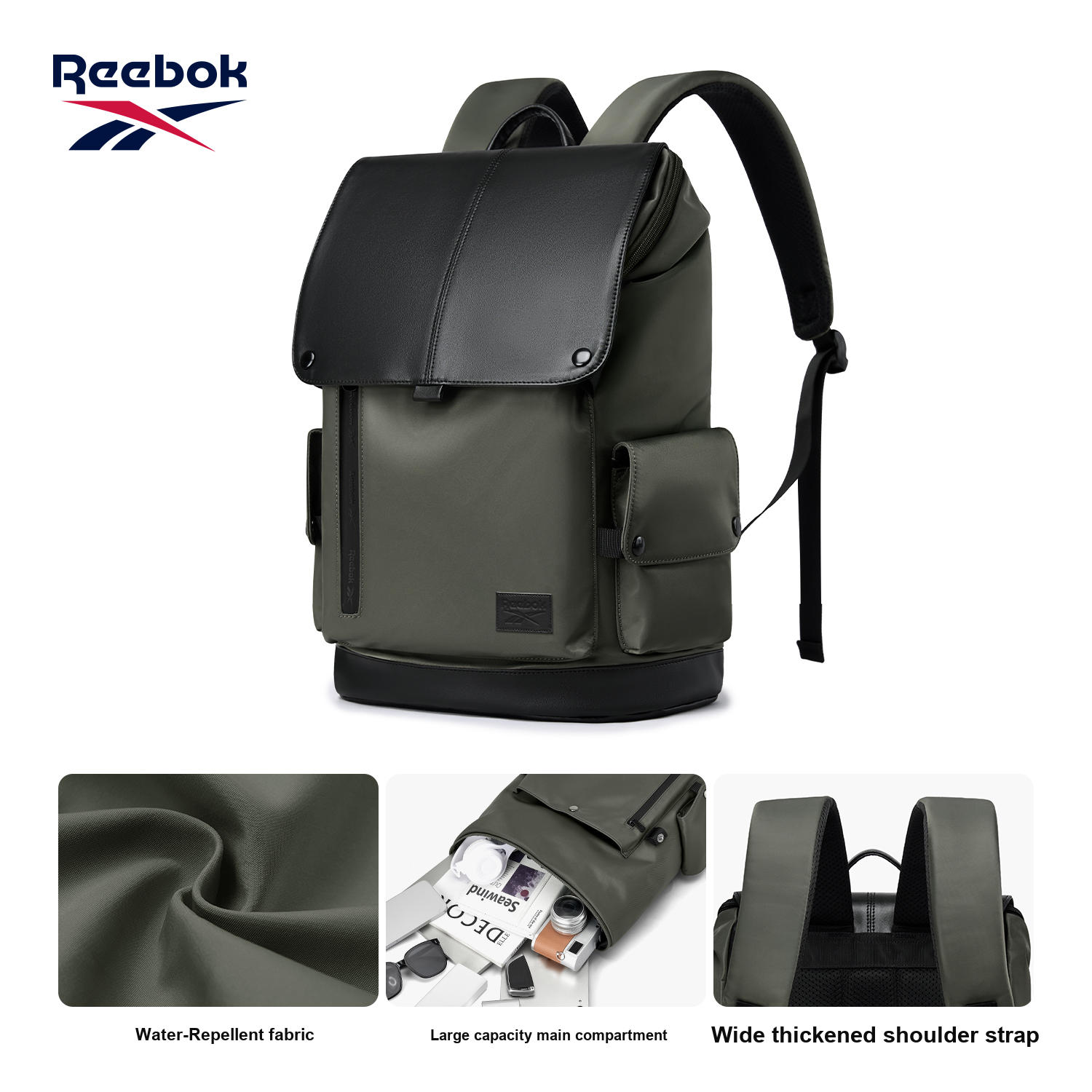 Сумка Reebok, темно-зеленый — фото 1