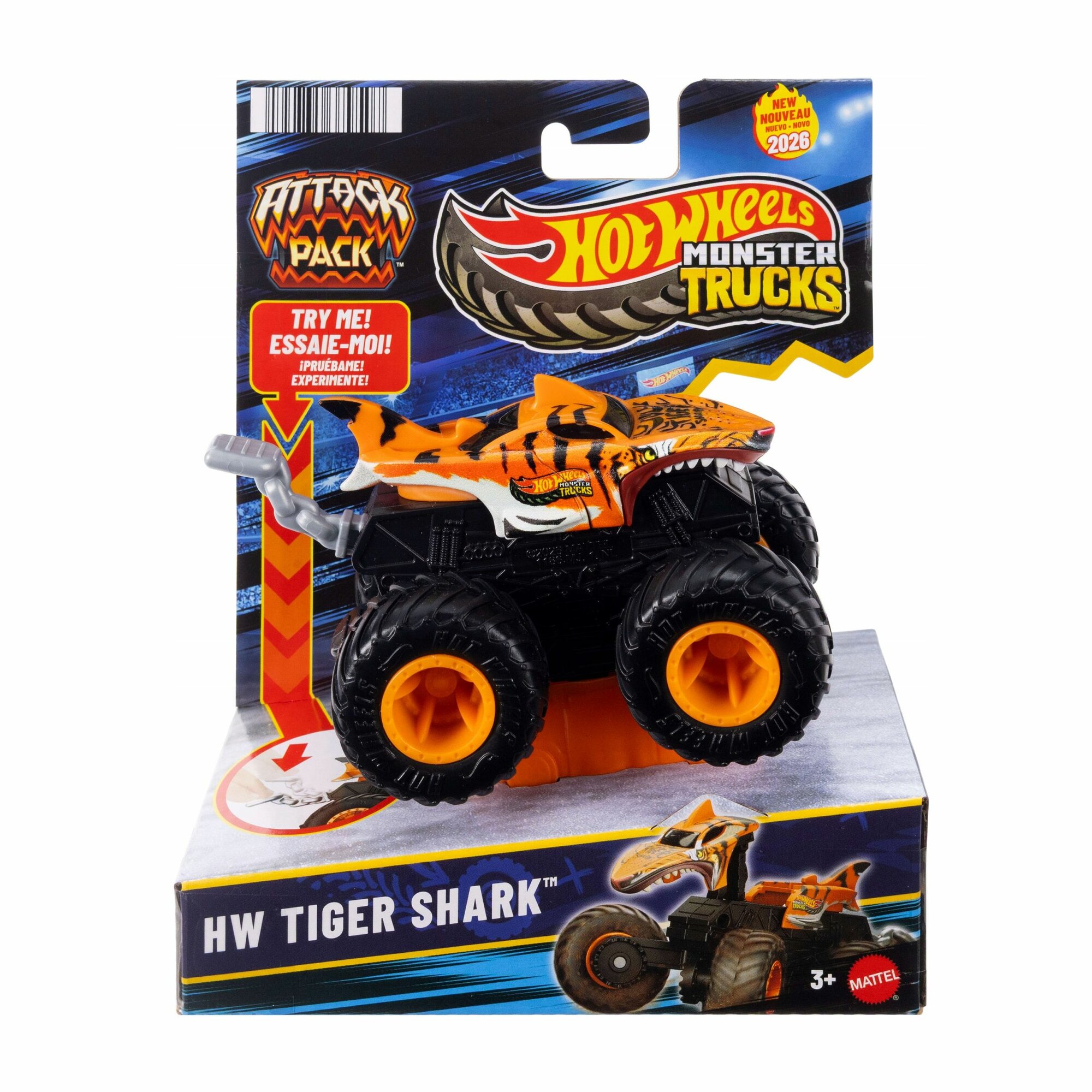 Игрушечный транспорт Hot Wheels MONSTER TRUCK - OVERSIZE 1:64 Tiger Shark - Хот Вилс JMK96