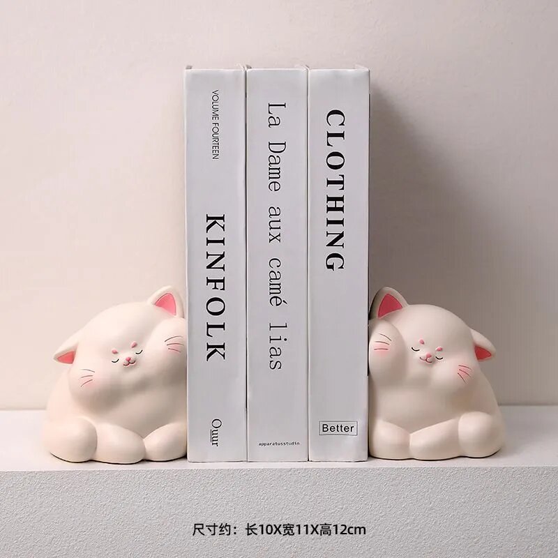 Украшение настольное интерьерное, держатели для книг в виде кошек, светло-бежевый — фото 1