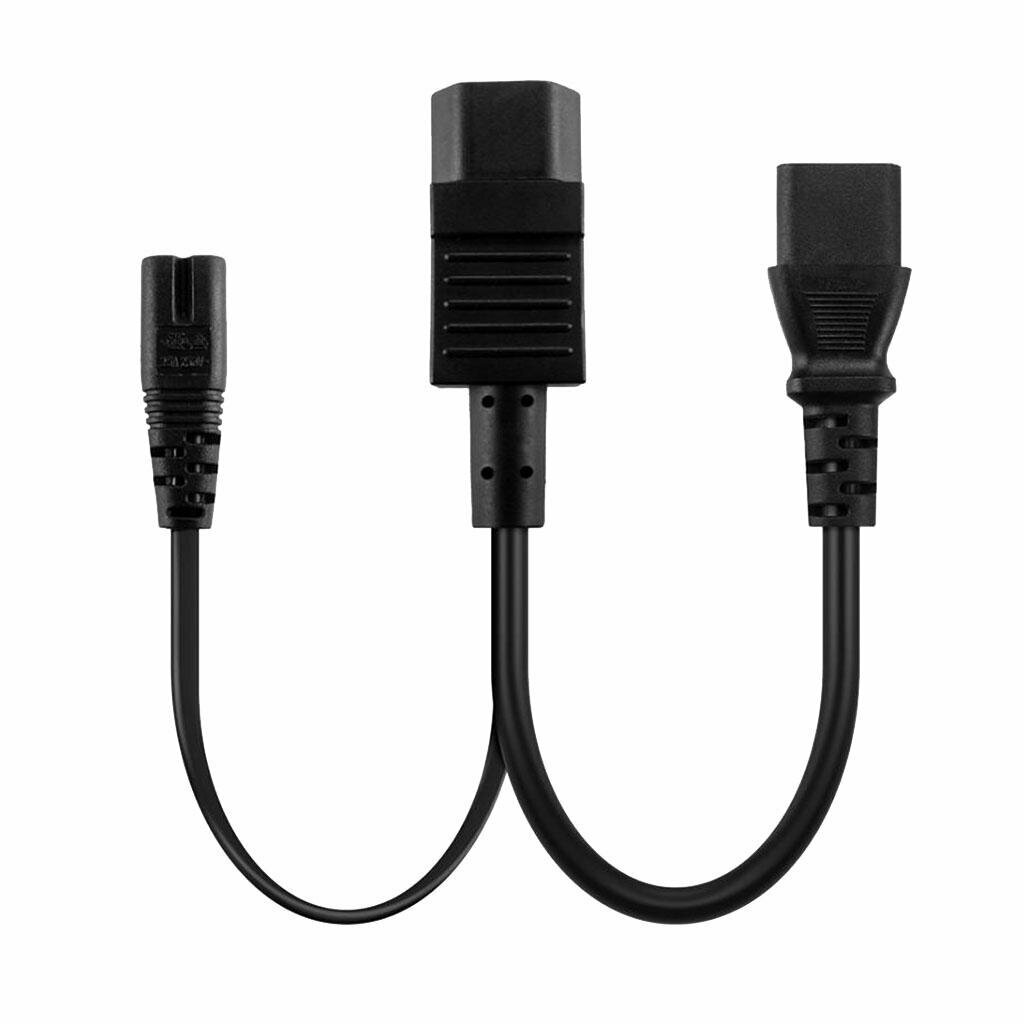 Новый сетевой адаптер IEC320-C14 на C13+C7 с 3-контактным разъемом "папа" - "мама" для ИБП и серверов.