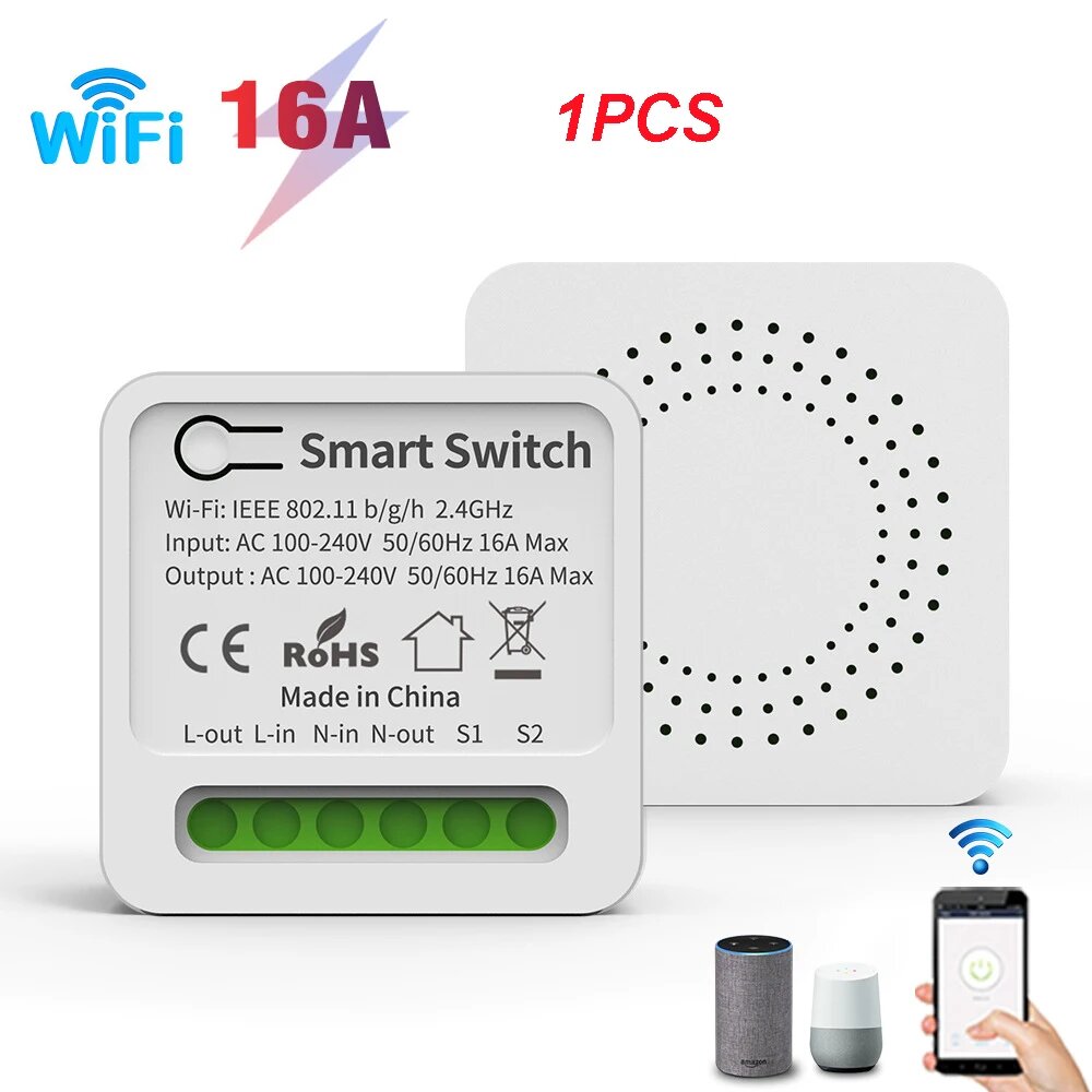Умный Wi-Fi выключатель Tuya 16А 1Pcs