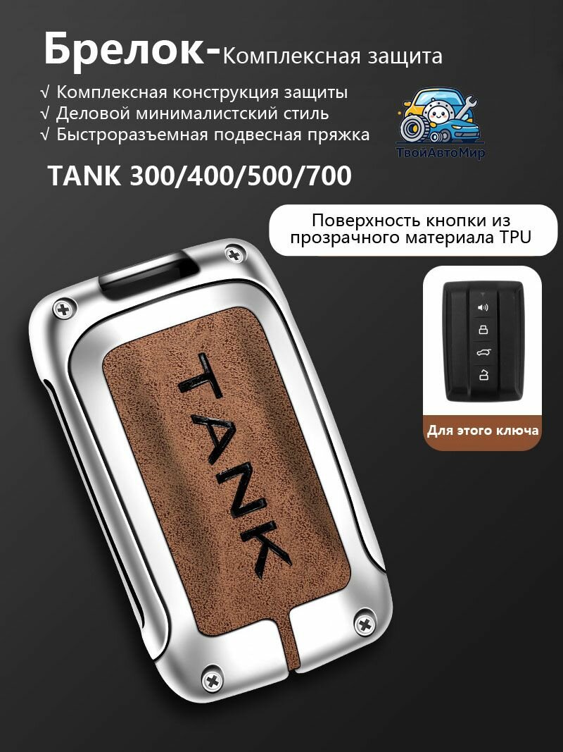 Чехол для ключа Танк Tank 300 Tank 500 Tank 400 Tank 700 2020-2026, кожаный чехол из сплава с TPU для смарт ключа Танк Tank 300 Tank 500