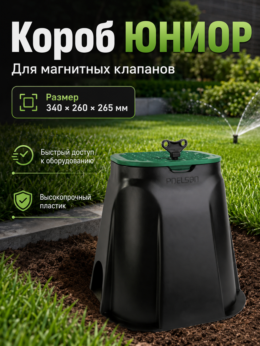 Клапанный бокс Poelsan "Короб Юниор", для автополива, прочный пластик