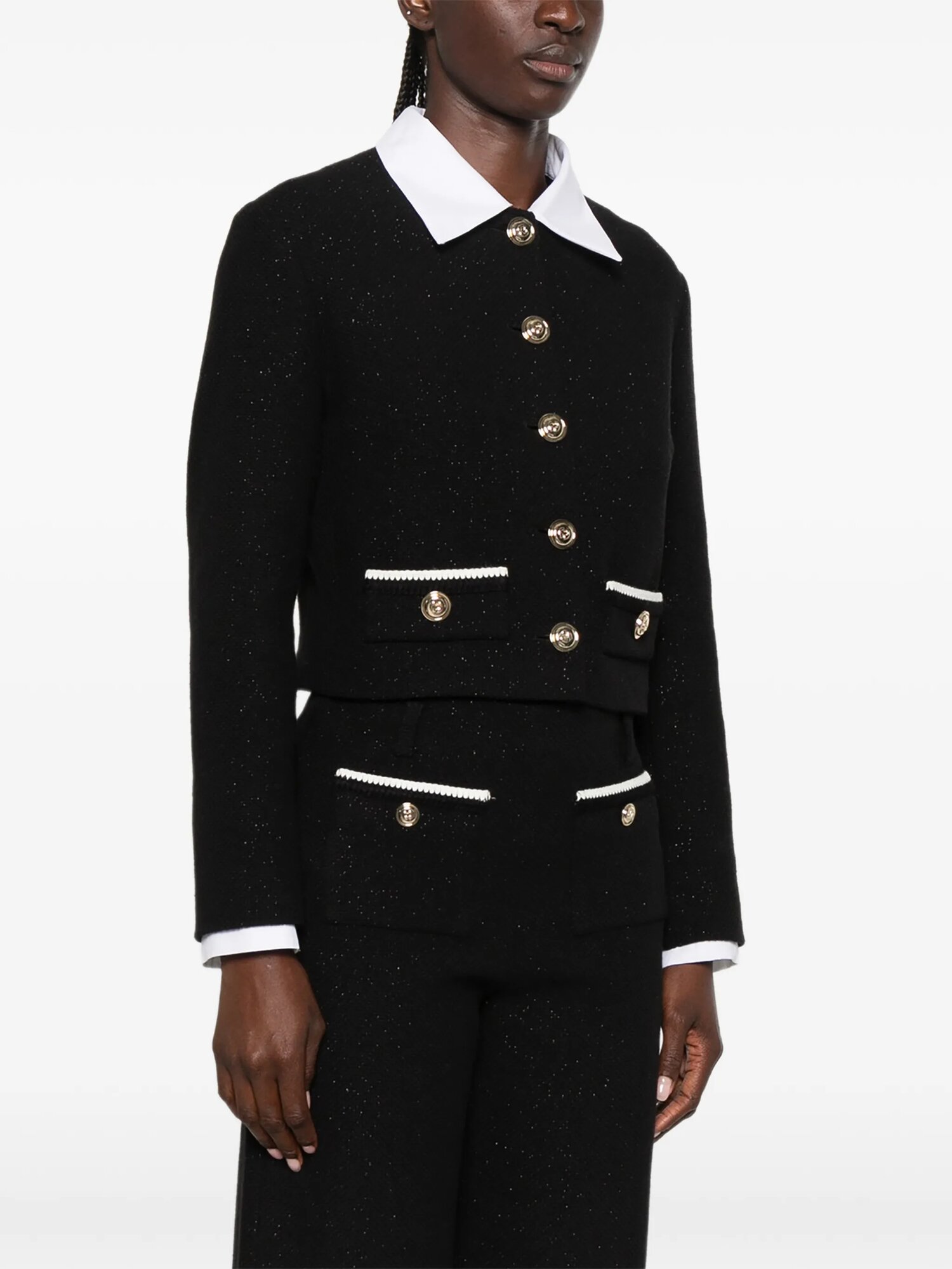 Куртка MAJE Button-up cropped jacket, размер 36, black — фото 1