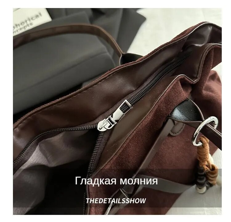 Сумка ридикюль женская черная из искусственной замши, размер 35x19x18 см — фото 1