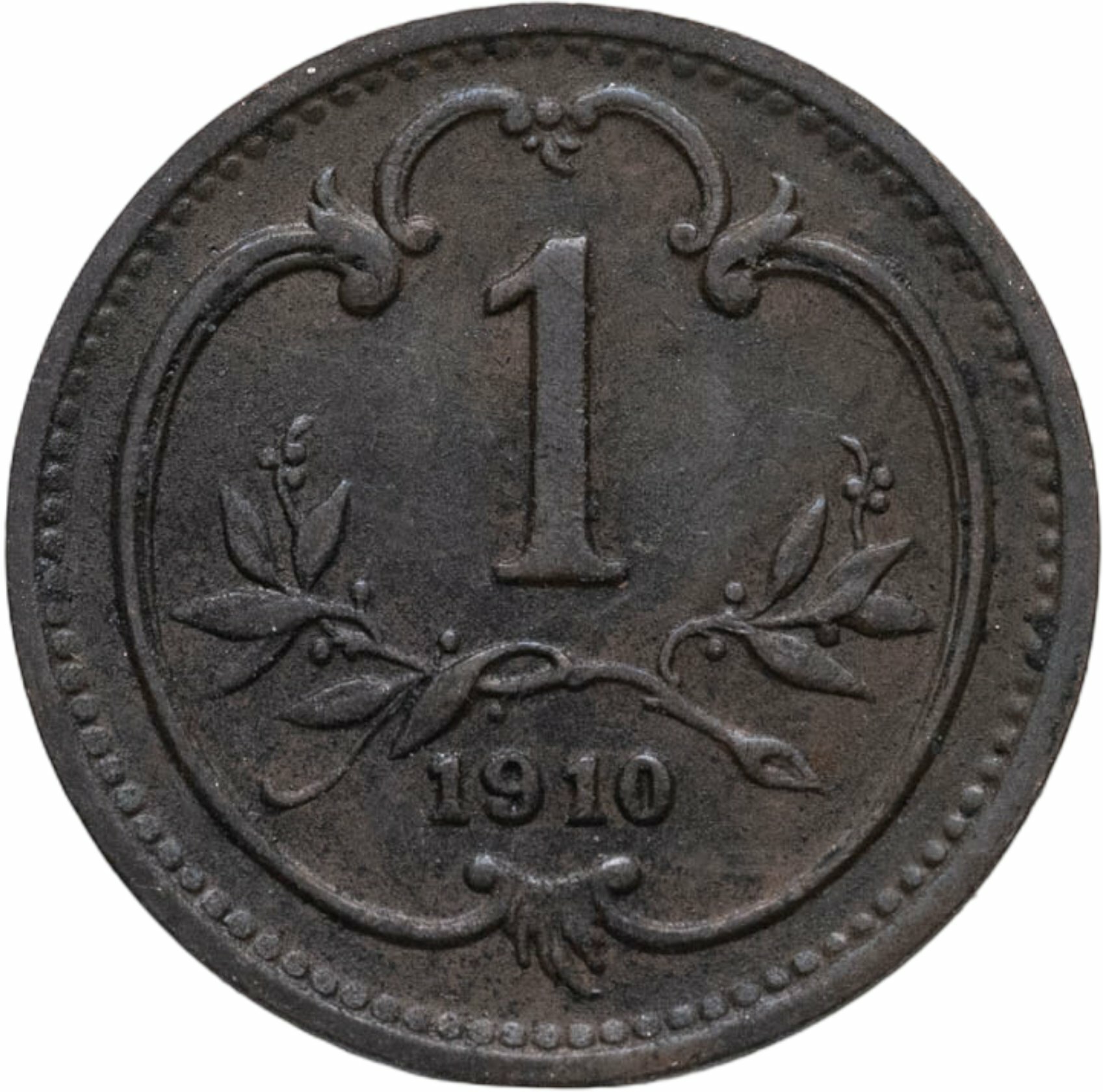 Австрия 1 геллер heller 1910, Бронза, в сохранности XF