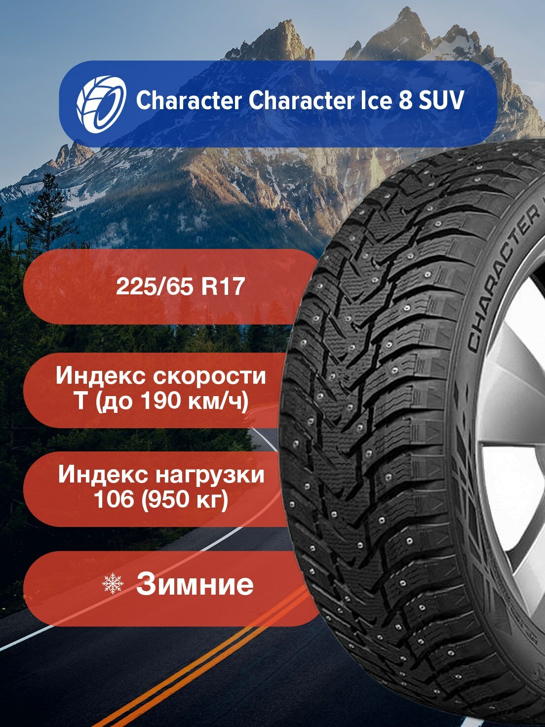 Легковые Зимние Шины Ikon Character Ice 8 SUV 225/65 R17 106T -TS78072 для легковых автомобилей и кроссоверов
