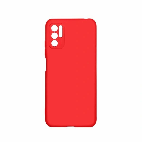 Чехол DF для Xiaomi Redmi Note 10T, красн. силикон с м/фиб.
