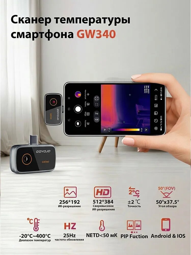 GW340 512*384 Type-C интерфейс поддерживает двойные системы Android и iOS для диагностики и ремонта