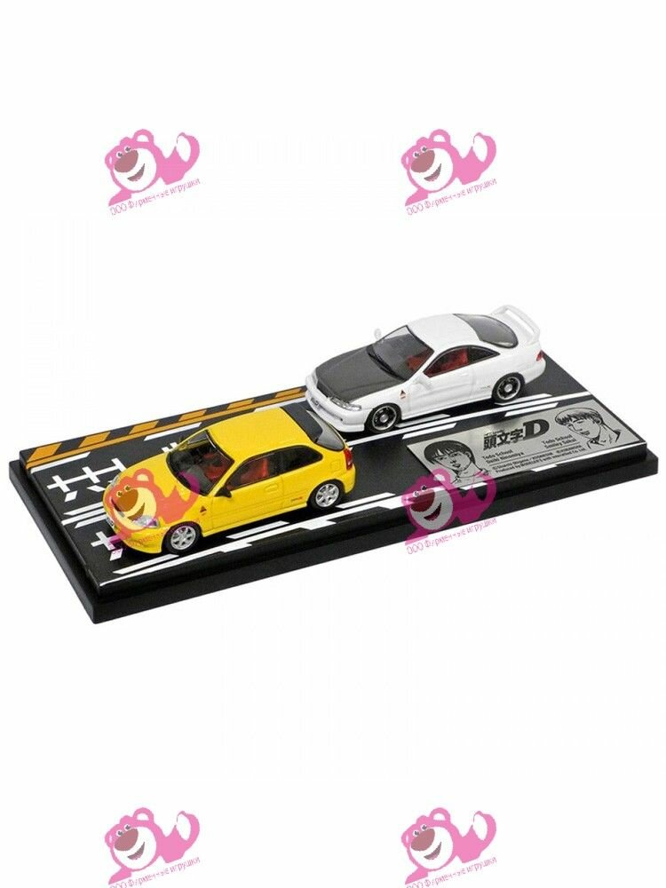 Машинка Modelers 1/64 Initial D Set Vol.9 Ninomiya Daiki Honda Civic Type R Ek9 Vs Smiley Sakai Integra Dc2