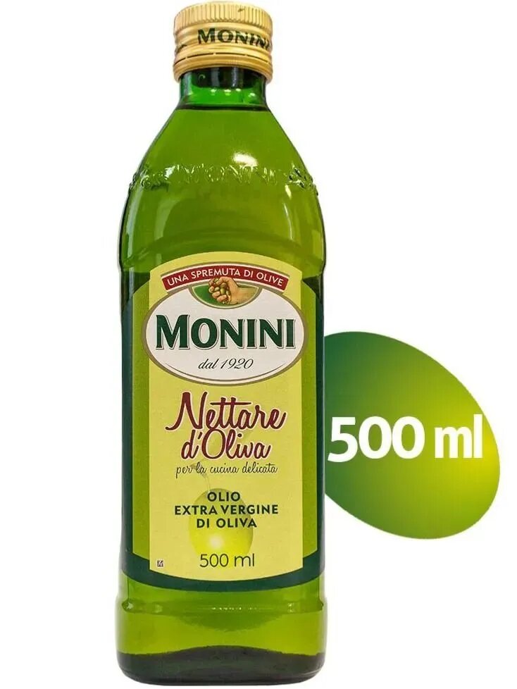 Масло Оливковое Monini Nettare d'Oliva Extra Virgin нерафинированное холодного отжима высшего сорта, 500 мл
